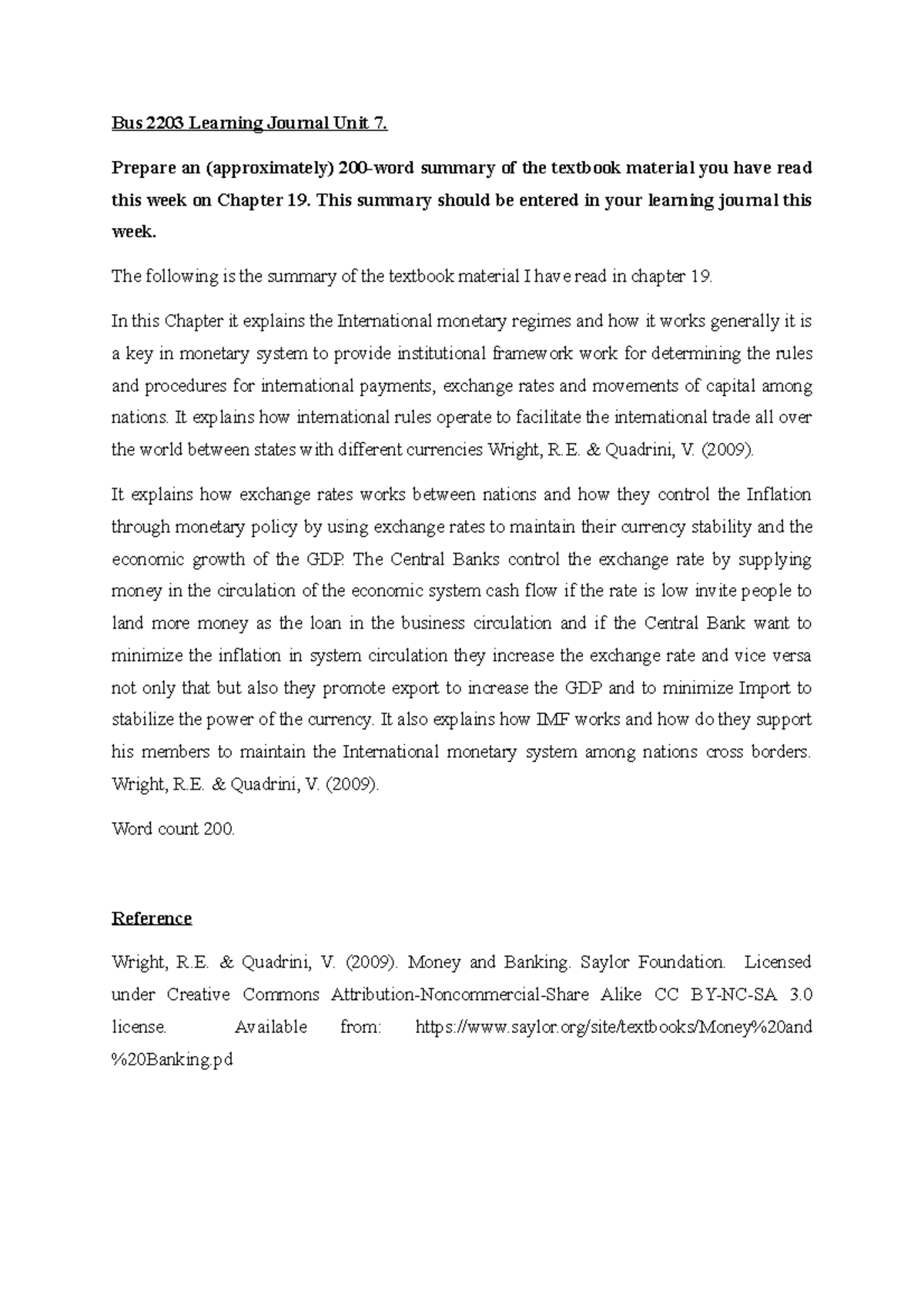 BUS 2203 Learning Journal UNIT 7 - Bus 2203 Learning Journal Unit 7. Prepare an (approximately ...