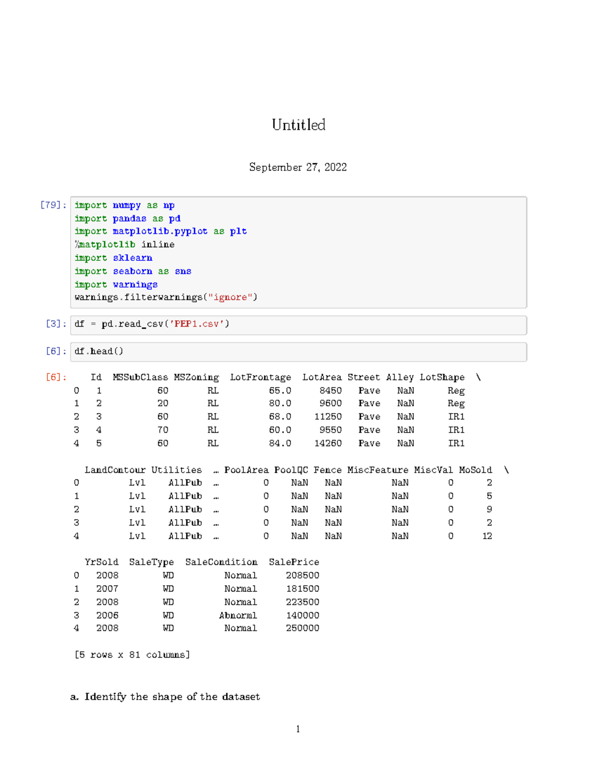 Untitled - Project - Untitled September 27, 2022 [79]: import numpy as np import pandas as pd ...