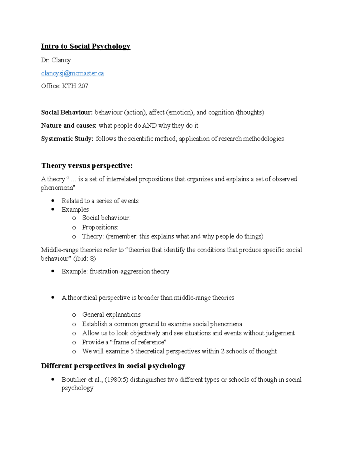 Intro to Social Psychology Lecture Notes - Intro to Social Psychology ...