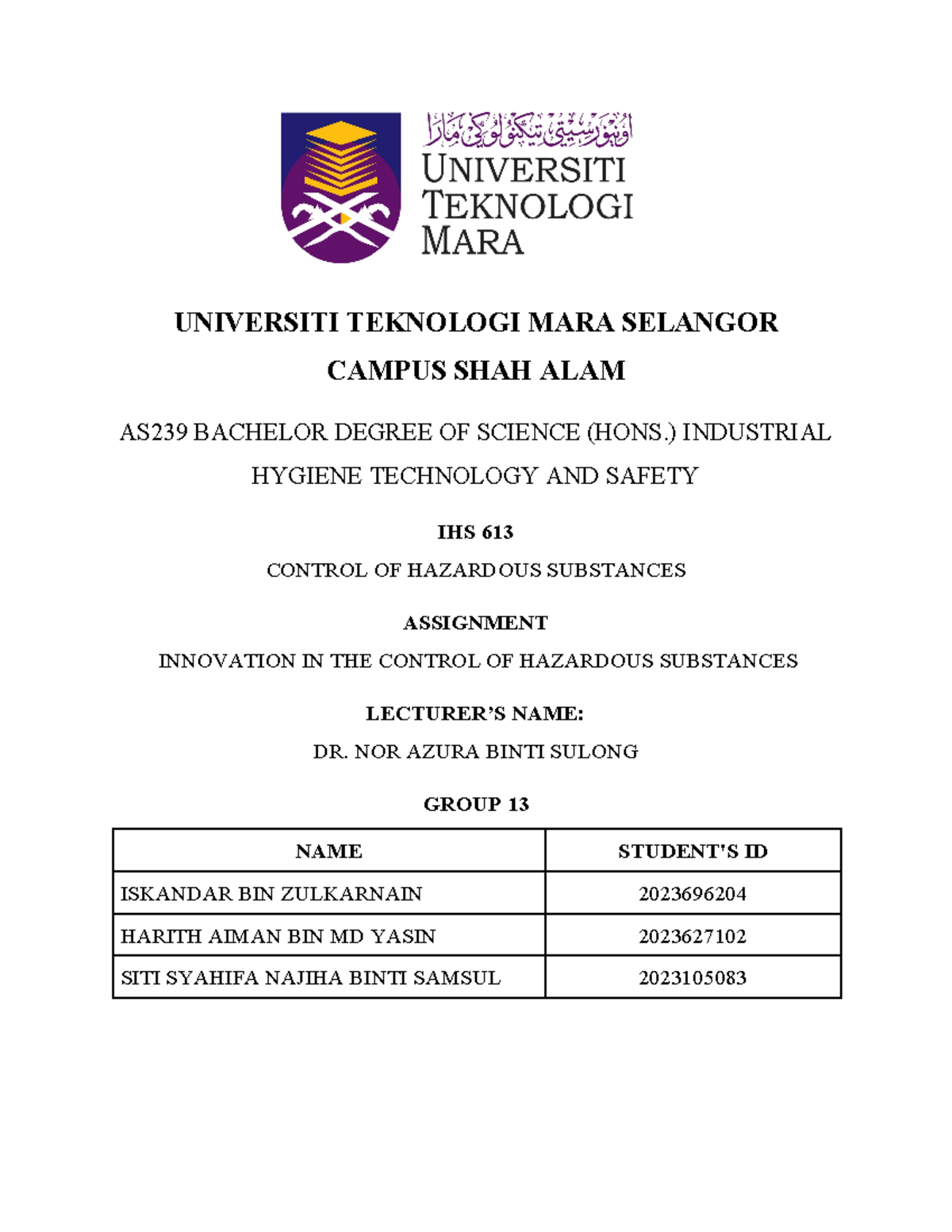 Smart Waste Management Systems - UNIVERSITI TEKNOLOGI MARA SELANGOR ...