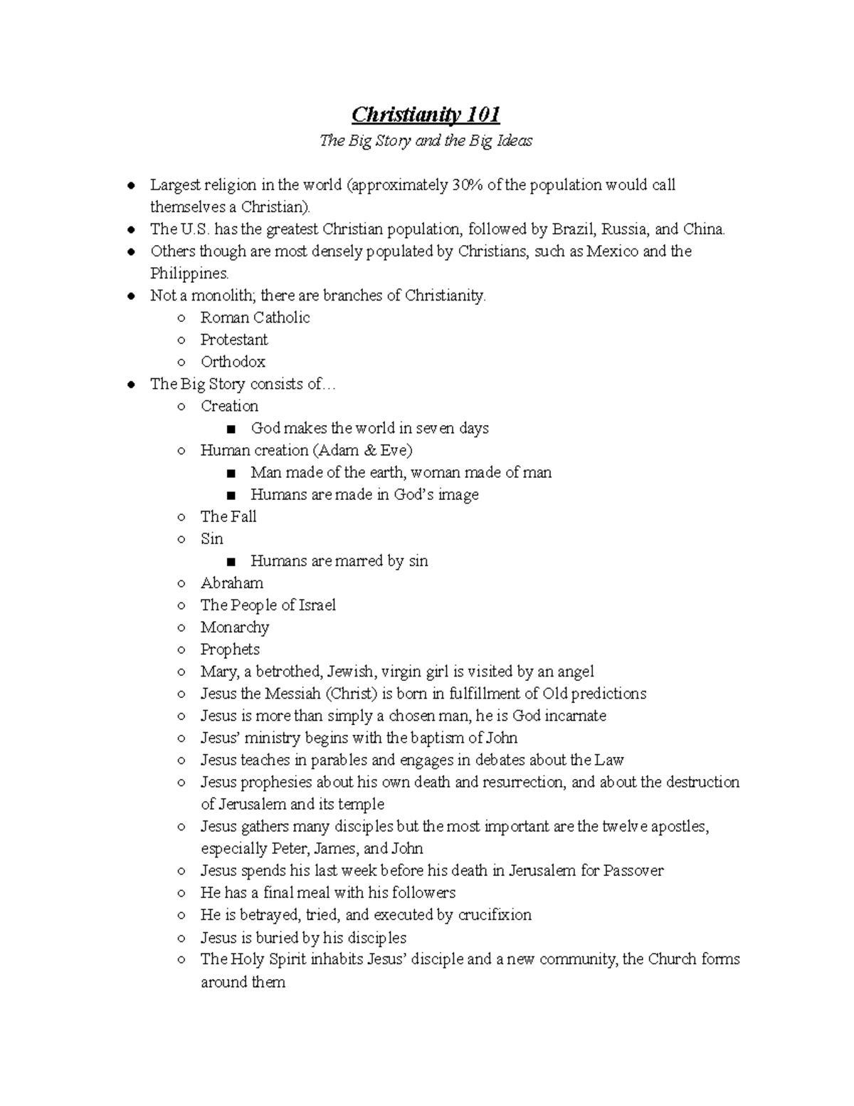 September 20, 2022 - Lecture notes on Christianity, Professor Fraser ...