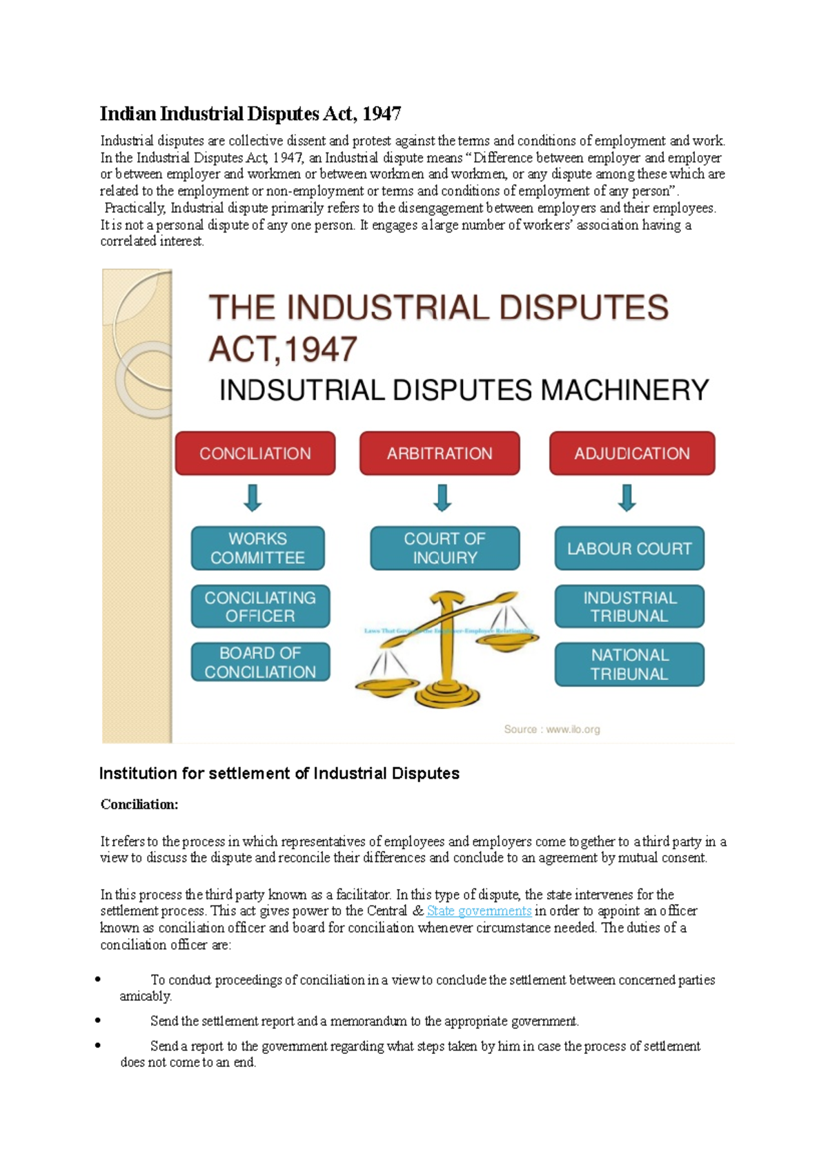 Indian Industrial Disputes Act - In the Industrial Disputes Act, 1947 ...