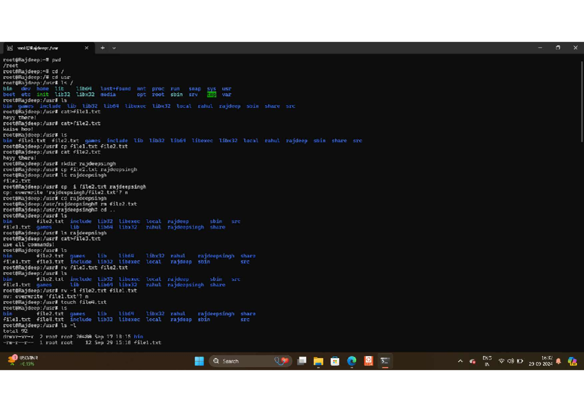 Linux commands - x O pwd cd cd usr ls bin dev home lib lib64 mnt proc run snap SVS usr boot etc ...