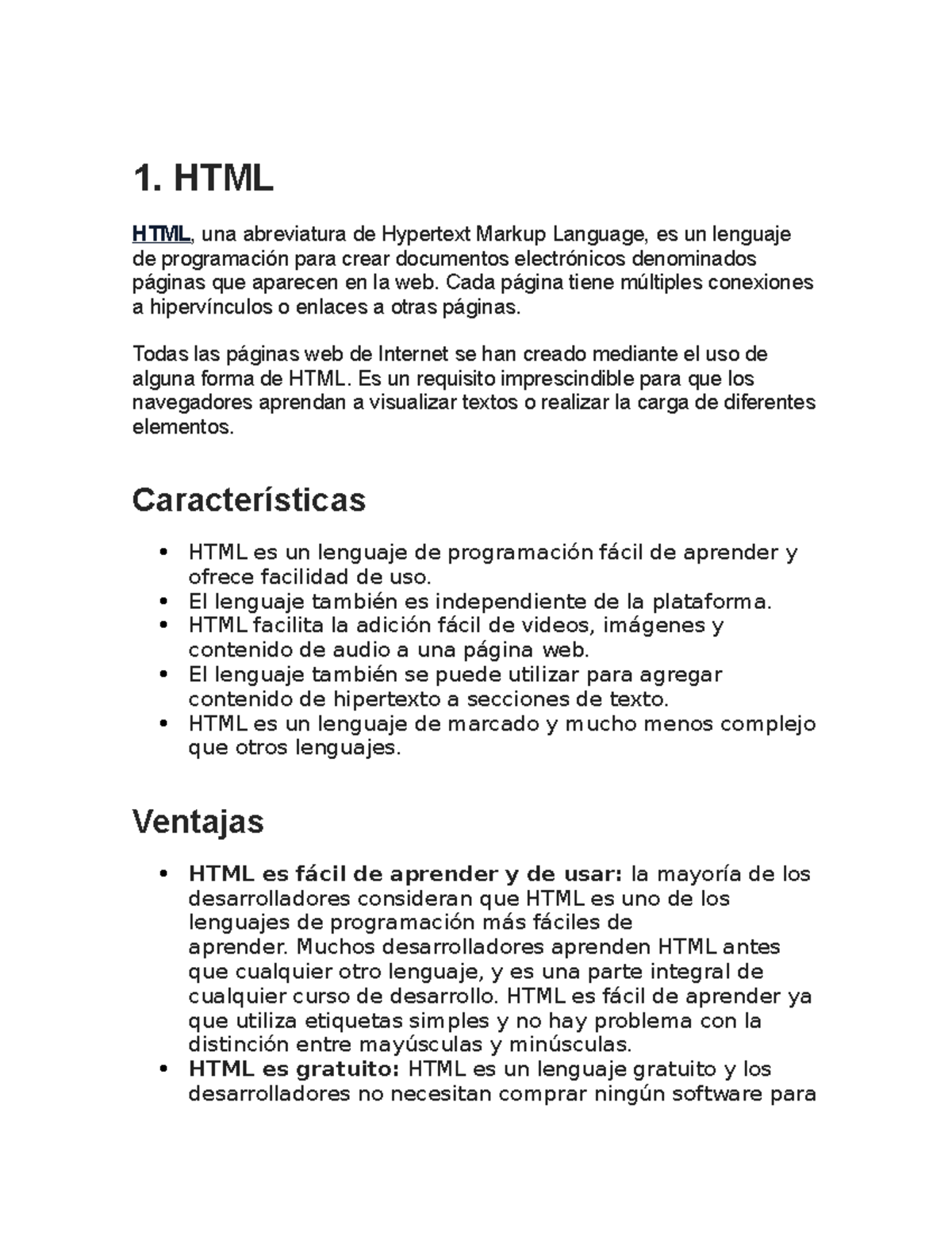 Lenguajes DE Programacion - Frontend - 1. HTML HTML, una abreviatura de Hypertext Markup ...