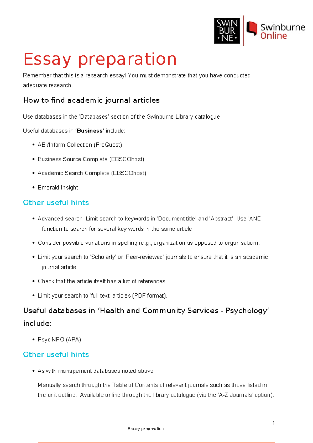 HRM10003 Assignment 2 Essay preparation - Essay preparation Remember ...