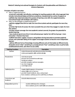 D096 d169 m4 study guide - Module 4: Creating Inclusive Learning Environments for Exceptional ...