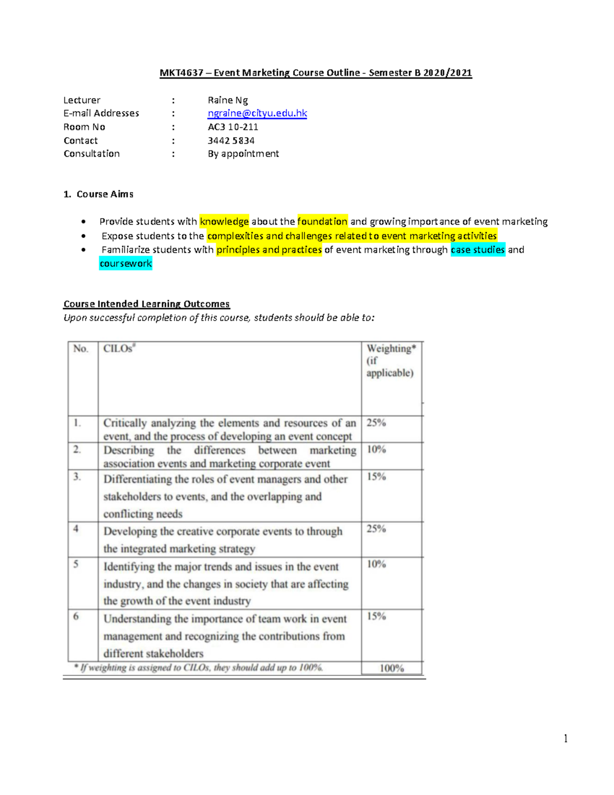 MKT4637 course outline - MKT4637 – Event Marketing Course Outline ...