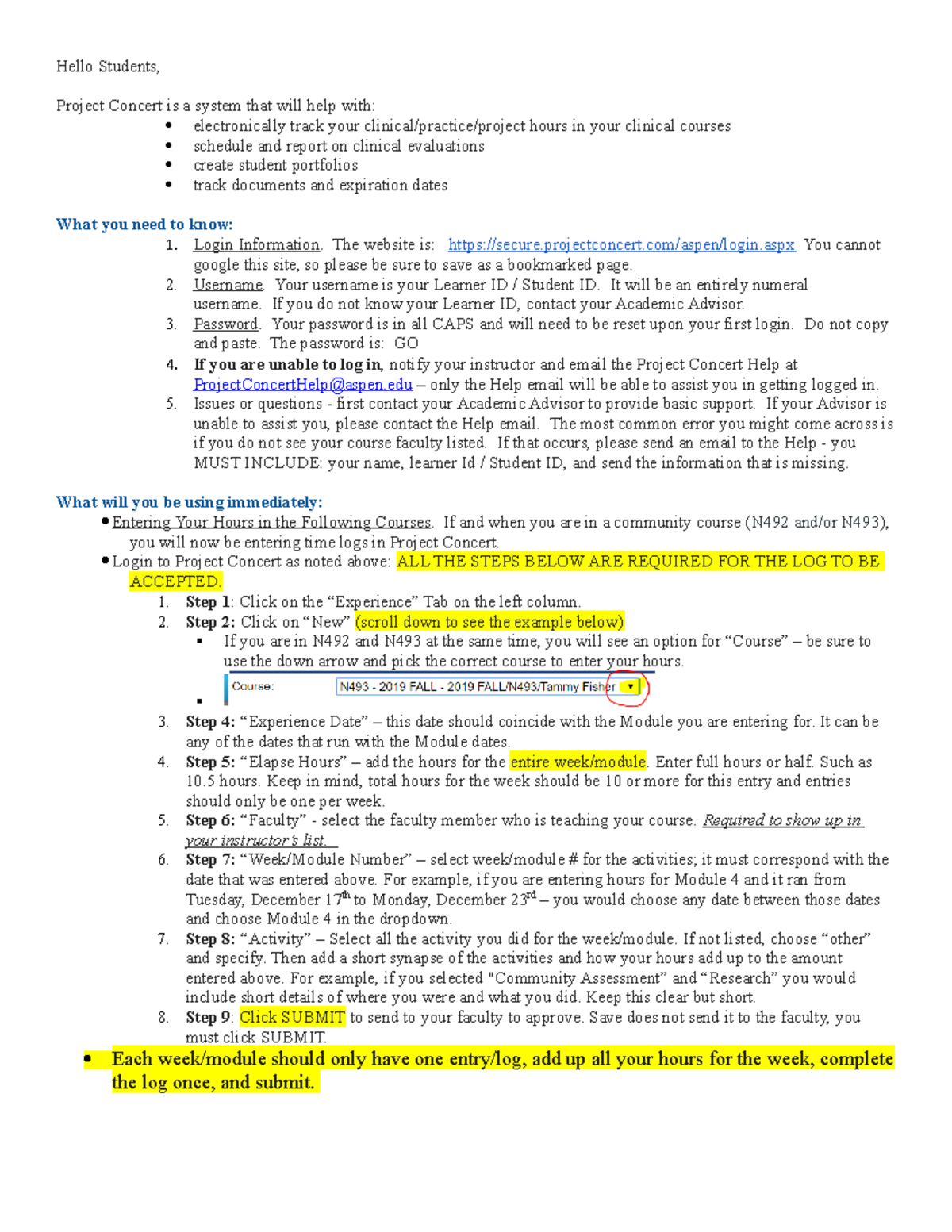N492 Project Concert Instruction for Students v2 - Hello Students ...
