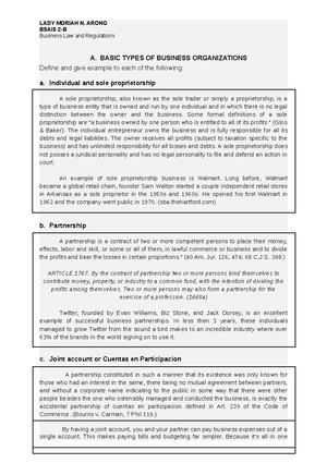Business Laws Regulations Module 1 Partnership - BUSINESS LAWS AND ...