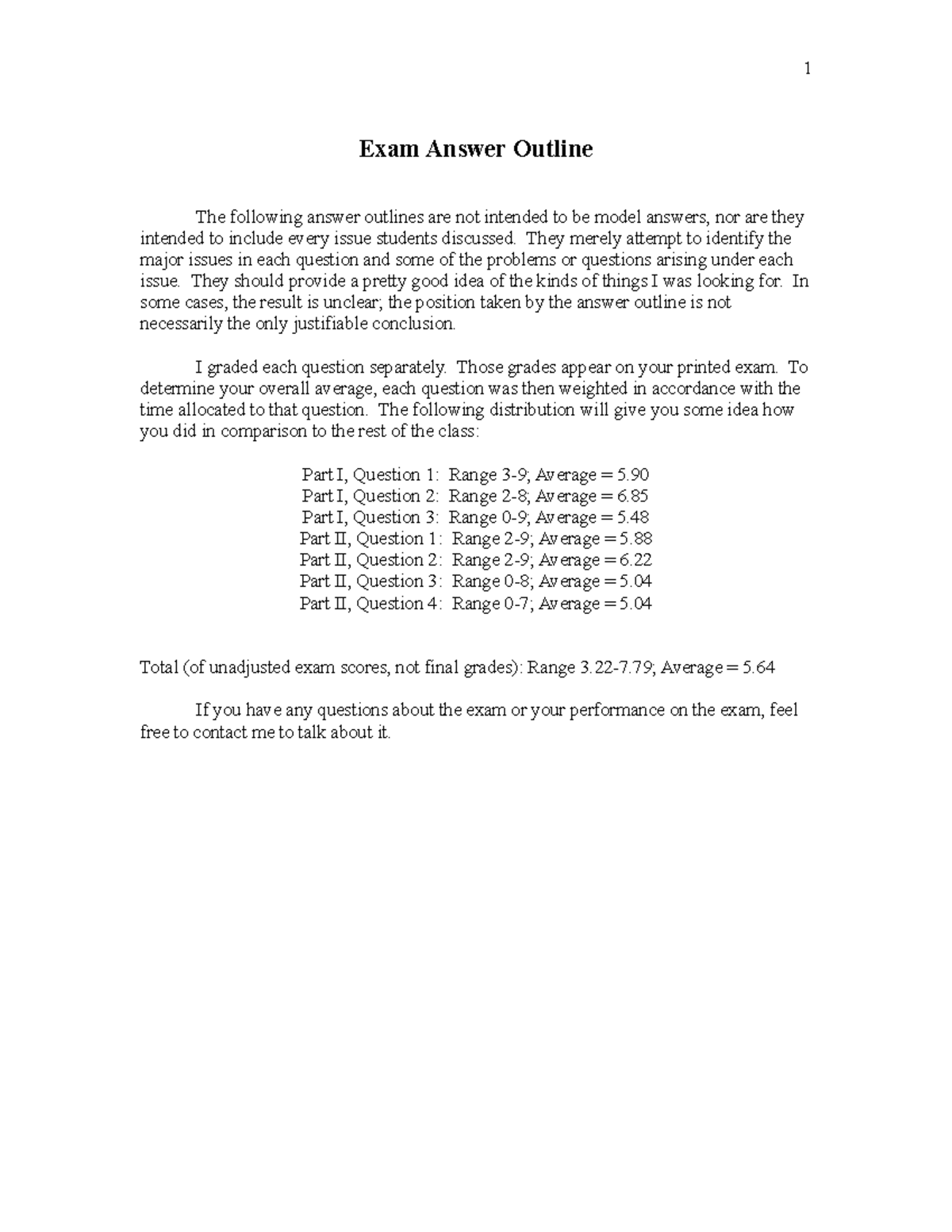 Exam 5 2009, questions and answers - 1 Exam Answer Outline The ...