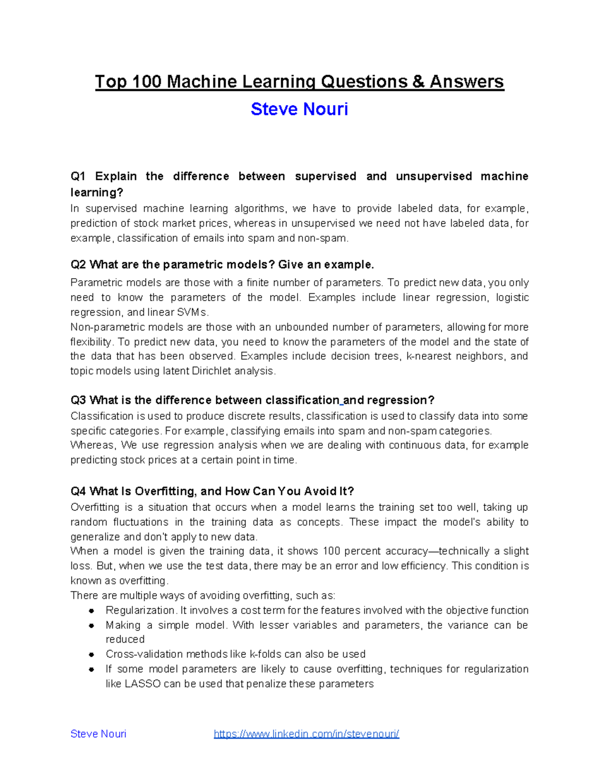 1627312040888 - Top 100 Machine Learning Questions & Answers Steve ...