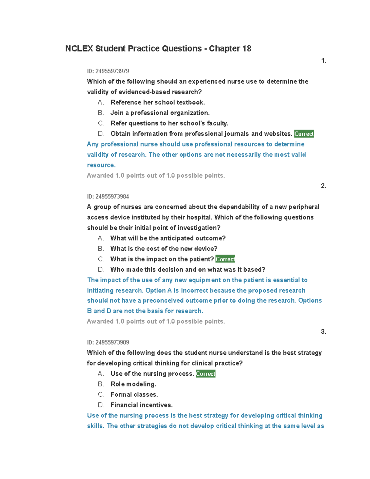 MOC Evolve Questions Week 1-7 - NCLEX Student Practice Questions ...