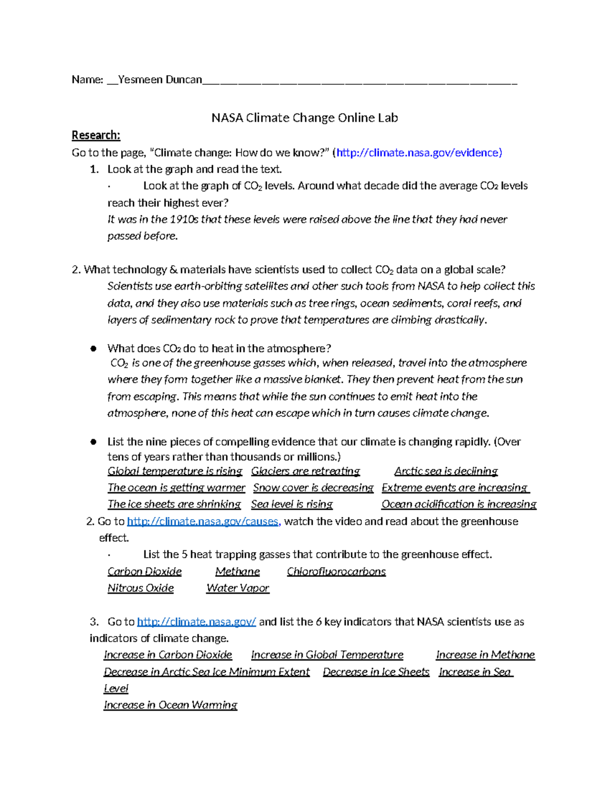 NASA Climate Change Online Lab - F22 - Name: Yesmeen - Studocu