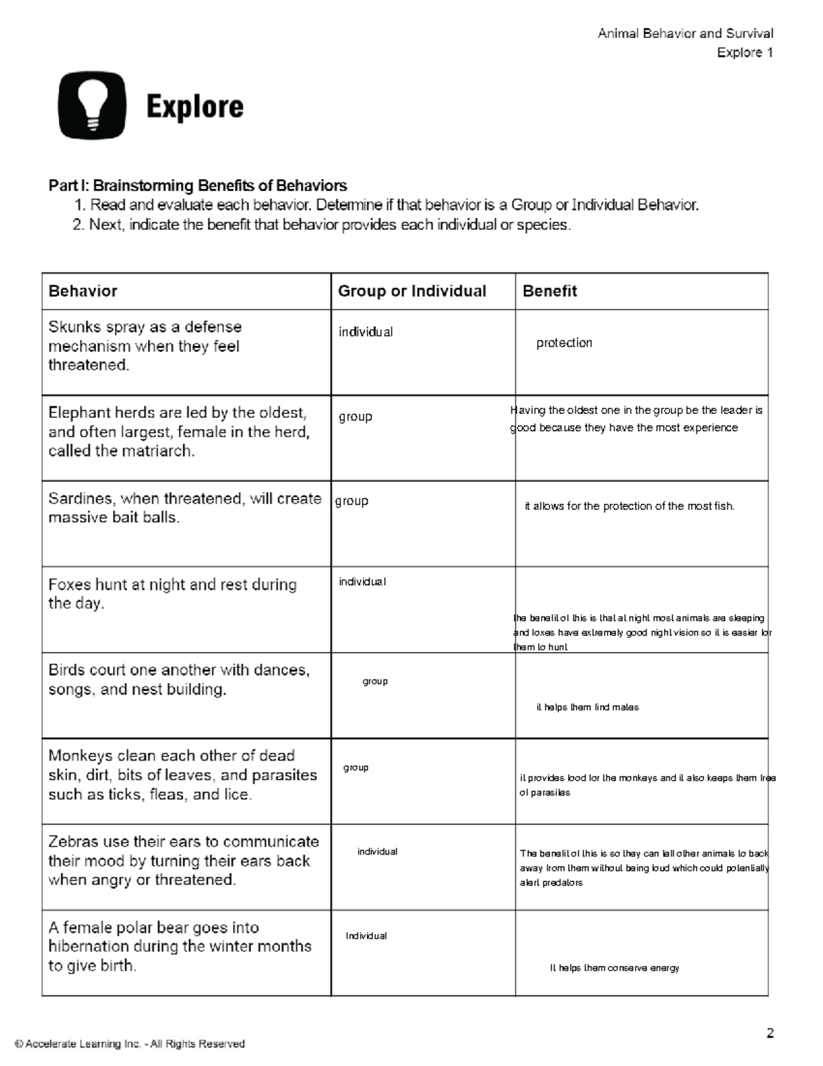 - Animal Behavior - Individual vs Group - Animal Behavior and Survival ...