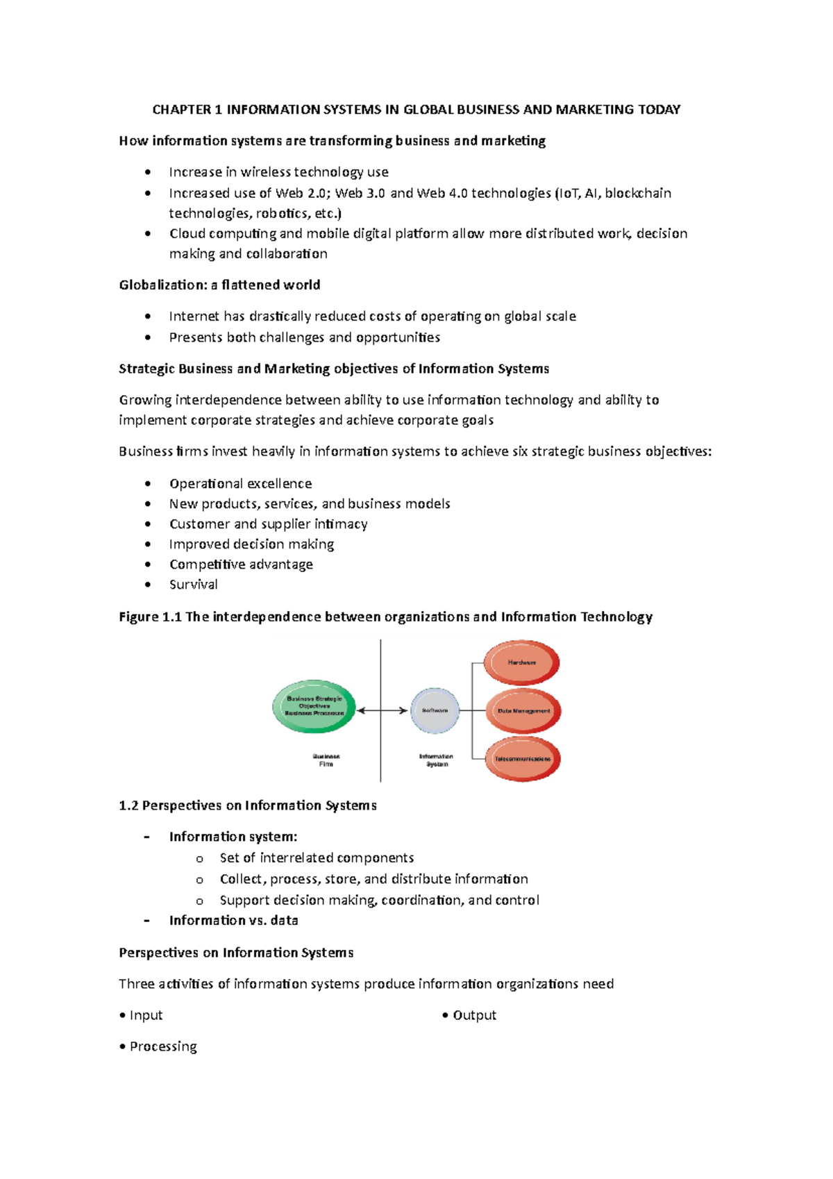 1 - hjjjk - CHAPTER 1 INFORMATION SYSTEMS IN GLOBAL BUSINESS AND ...