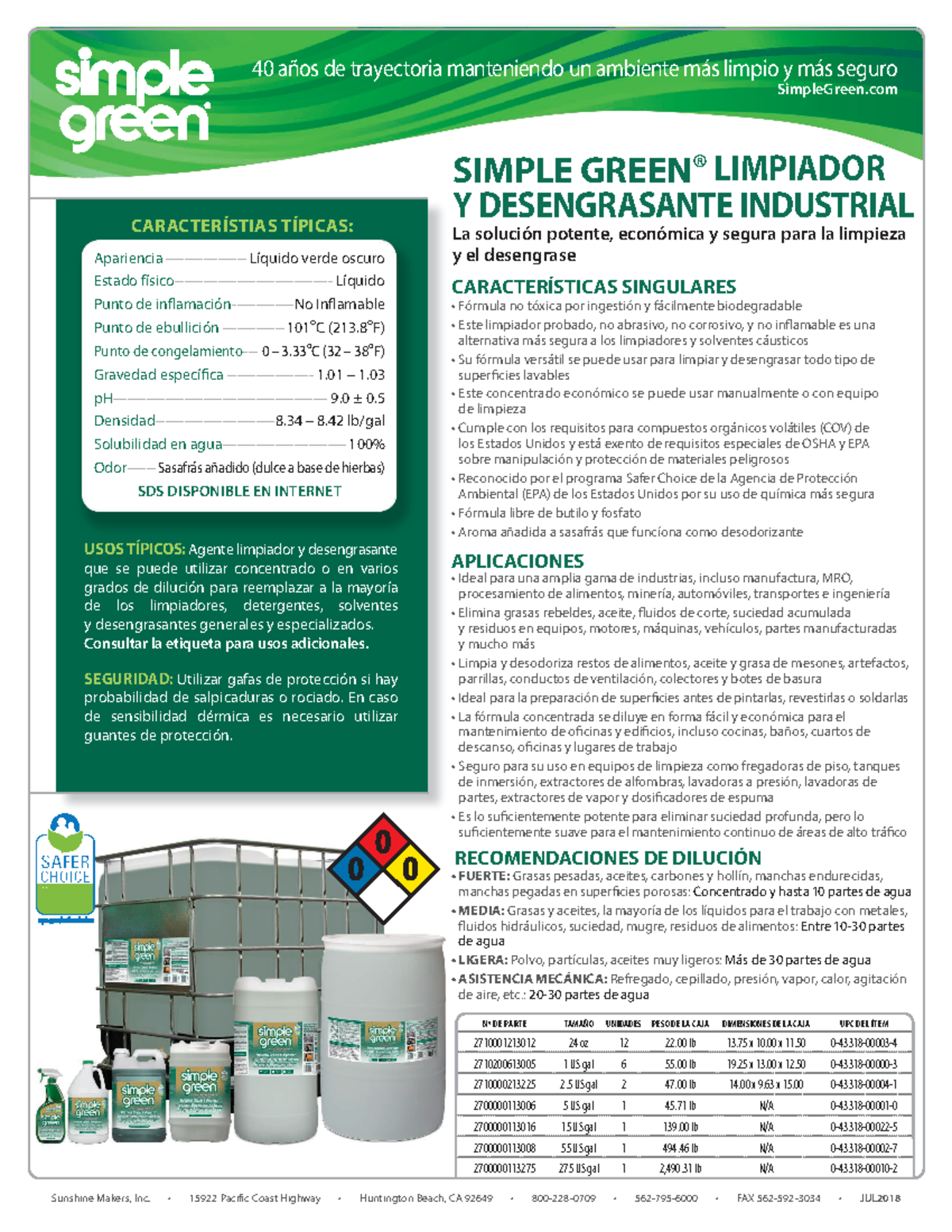 0 Ficha Técnica Simple Green Original - 40 años de trayectoria ...