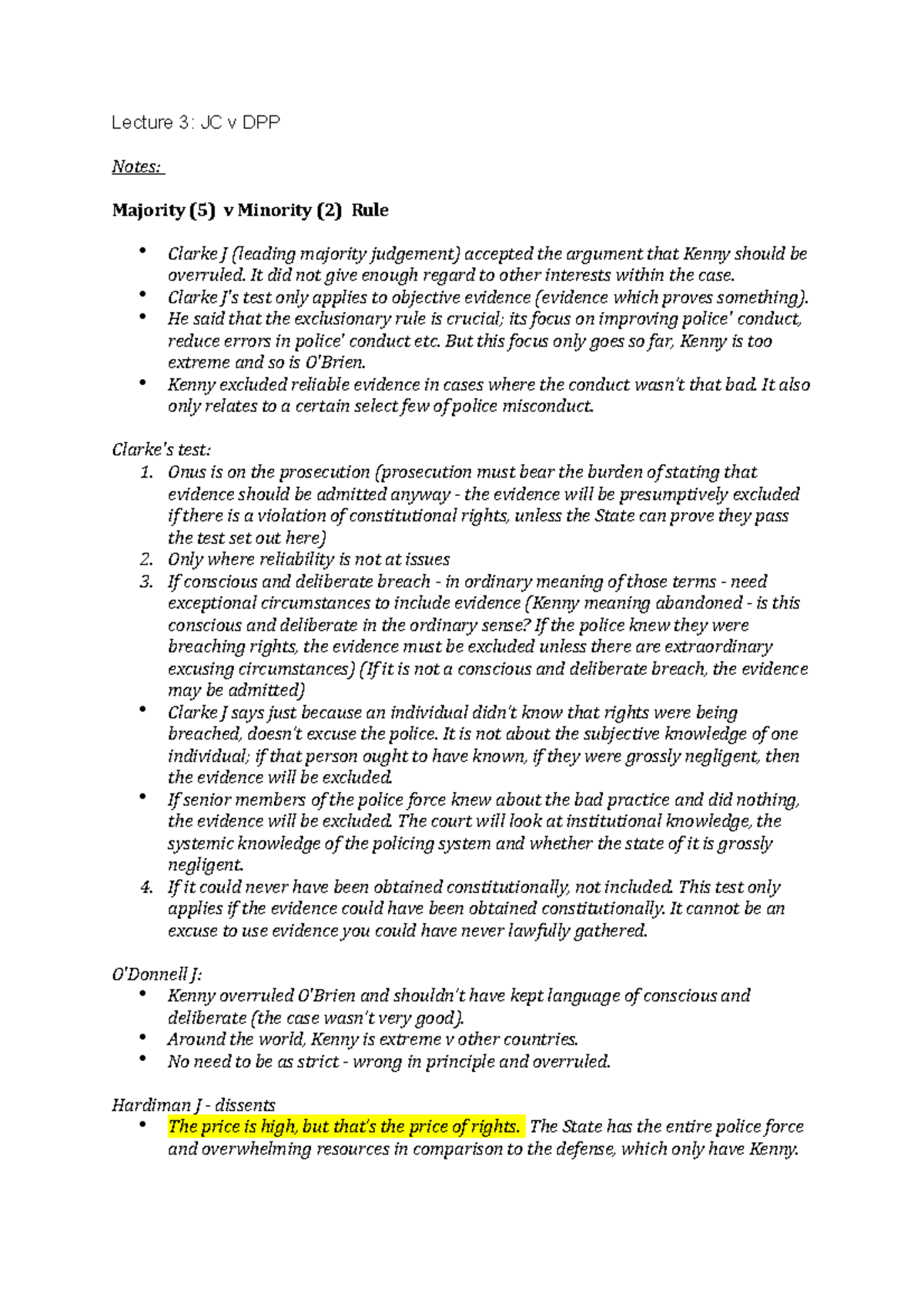 Lecture 2 JC v DPP - Constitutional Law I, taught by Professor David ...