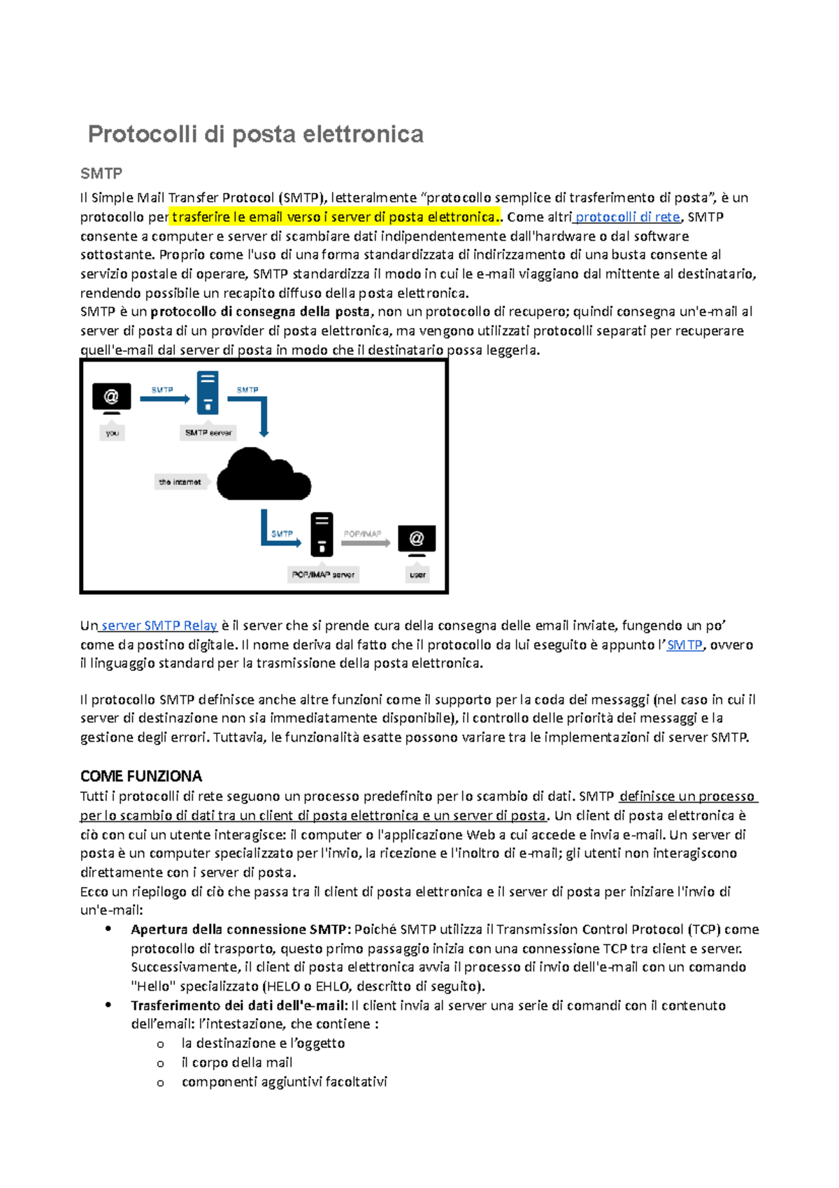 Protocolli di posta elettronica - Protocolli di posta elettronica SMTP ...