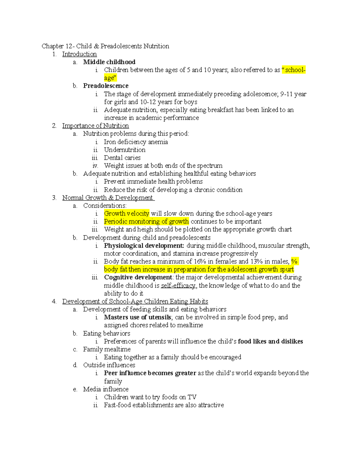 Chapter 12- Child & Preadolescents Nutrition - Chapter 12- Child ...