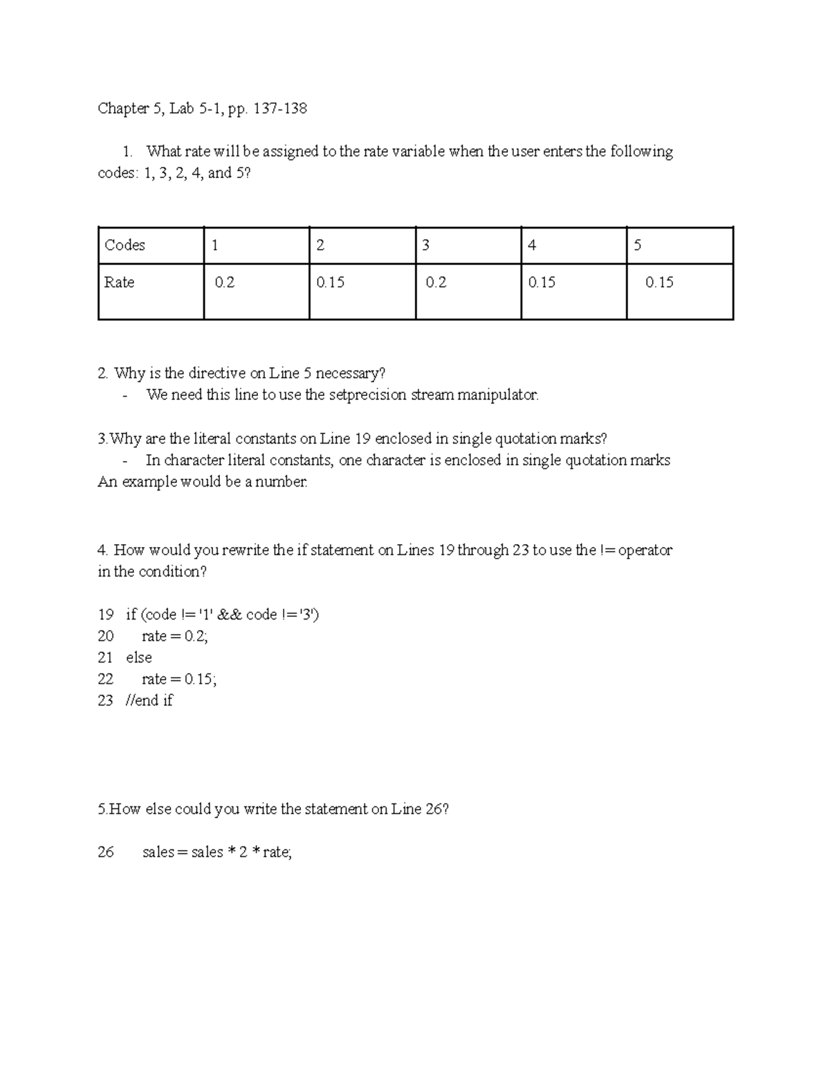 Chapter 5 - Chapter 5, Lab 5-1, pp. 137- What rate will be assigned to ...
