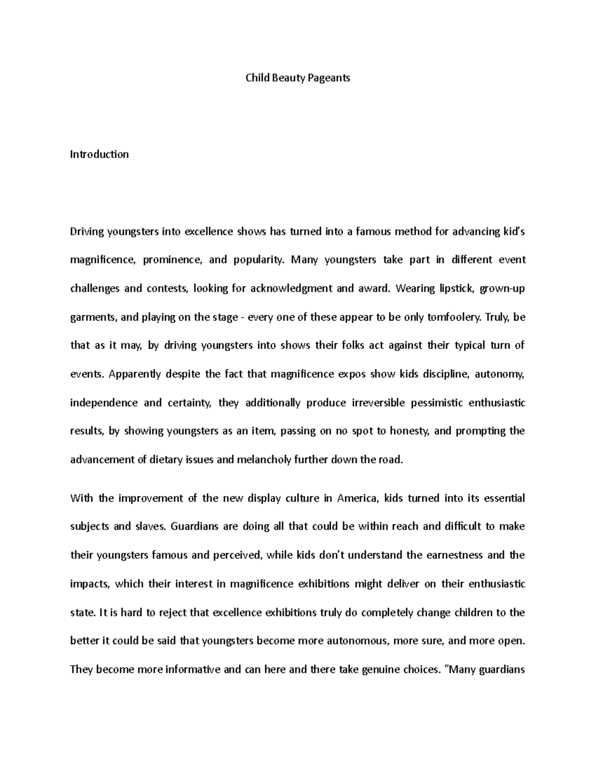 Child Beauty Pa - Child Beauty Pageants Introduction Driving youngsters ...