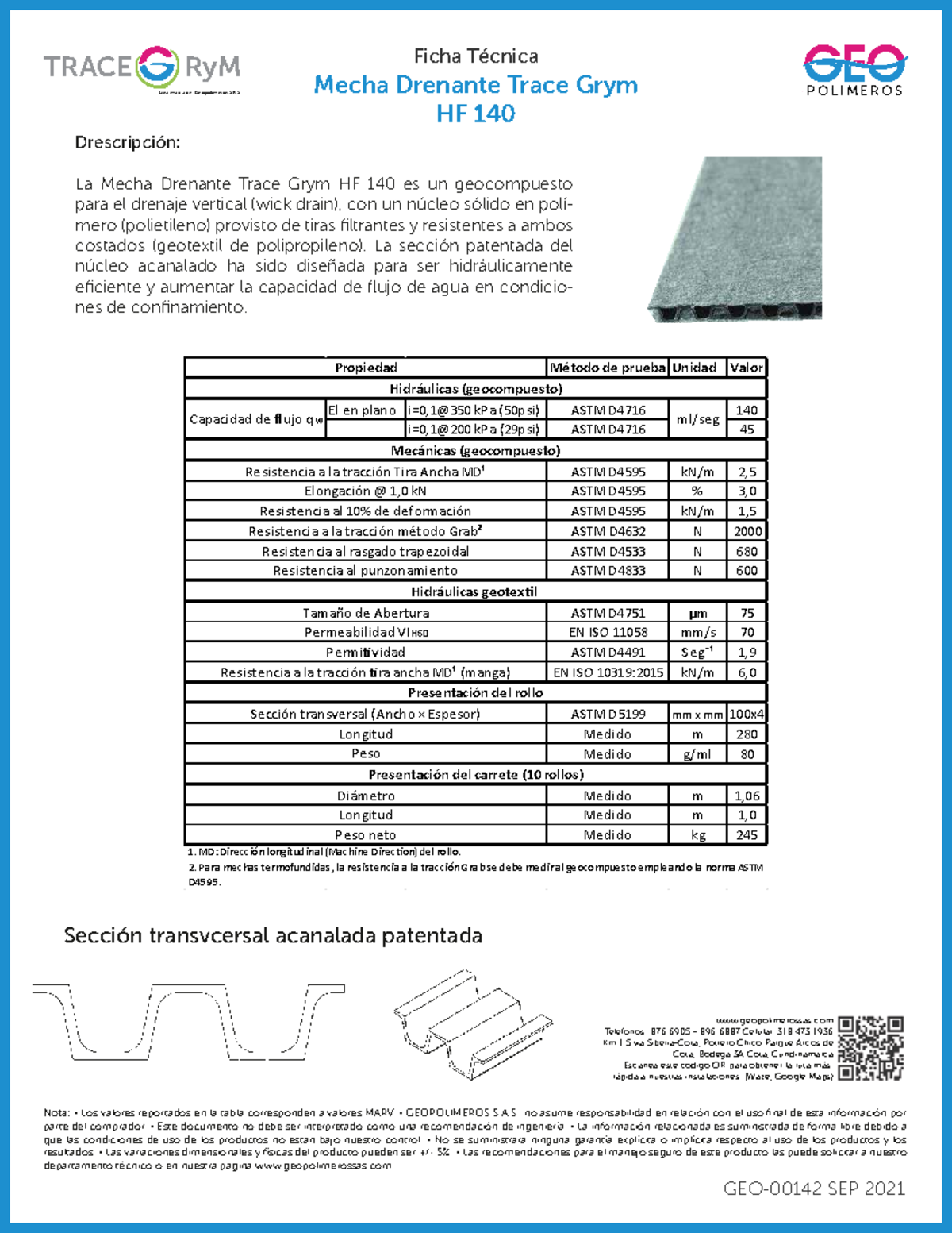 GEO-00142 Ficha Técnica Mecha Drenante Trace Grym HF 140 - P O L I M E ...
