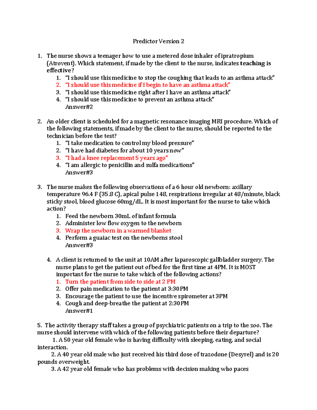 Predictor Version 2 Complete - Predictor Version 2 The nurse shows a ...