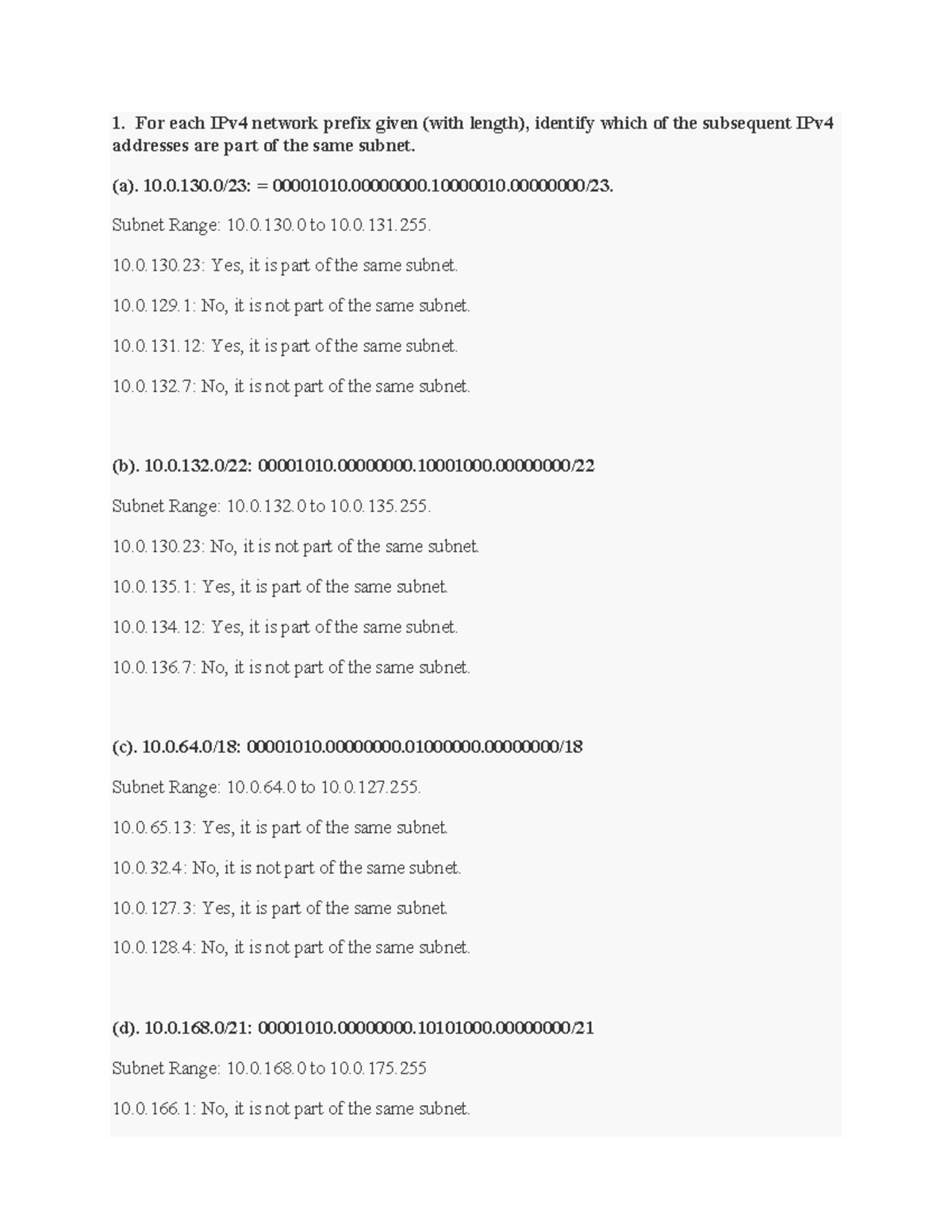 Written Assignment Unit 4 For Each Ipv4 Network Prefix Given With Length Identify Which Of