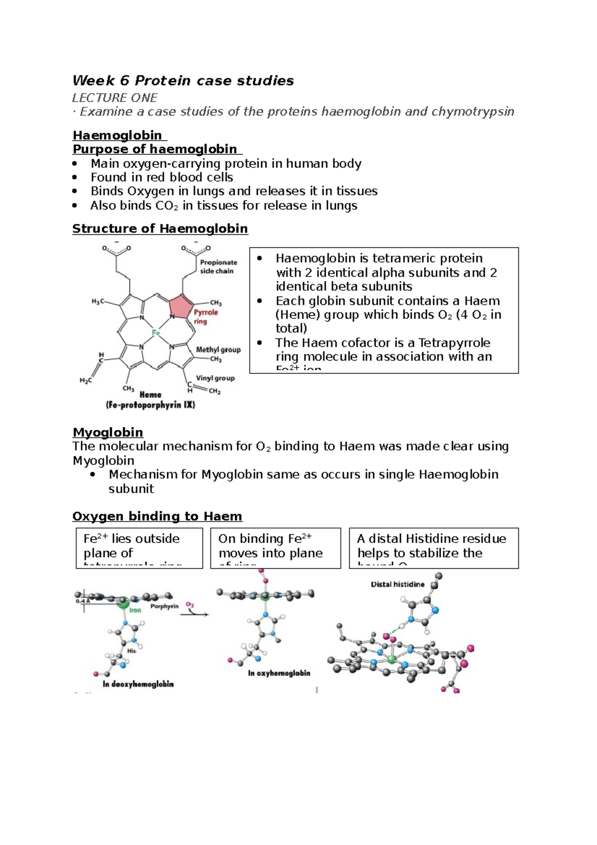 Week 6 Protein case studies - Week 6 Protein case studies LECTURE ONE ...