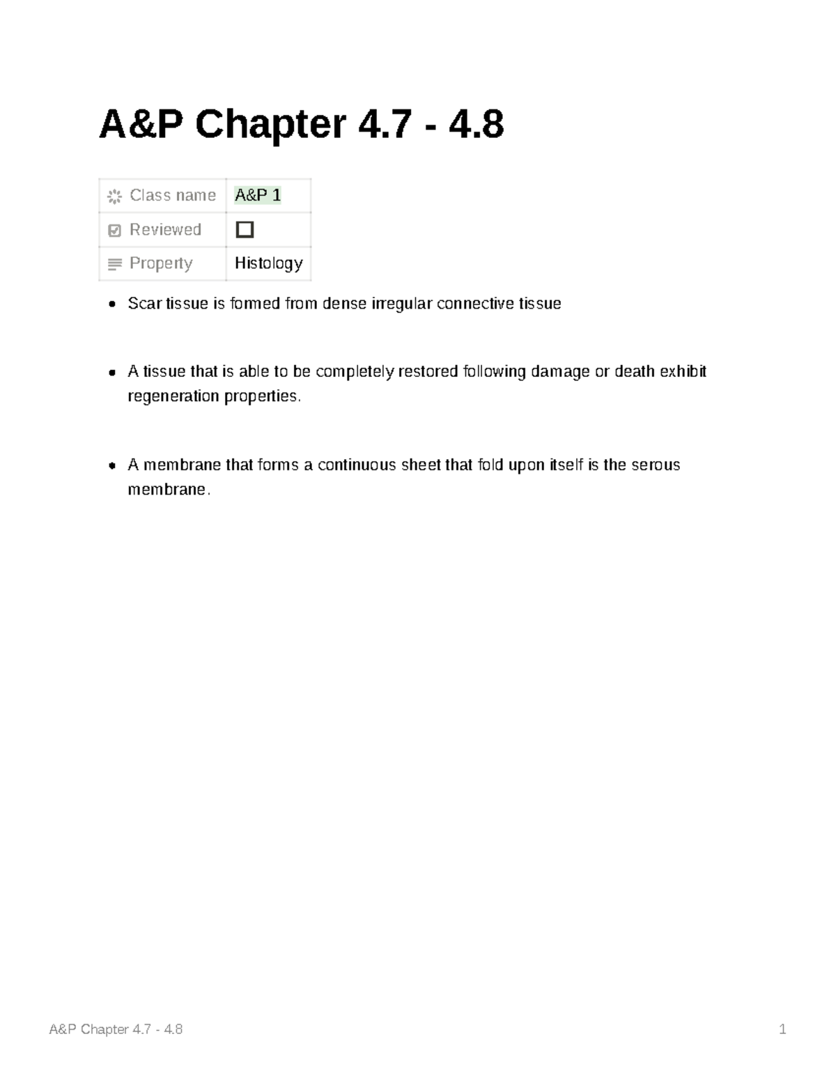 AP Chapter 4 - Happy studying! - A&P Chapter 4 - 4. Class name A&P 1 ...
