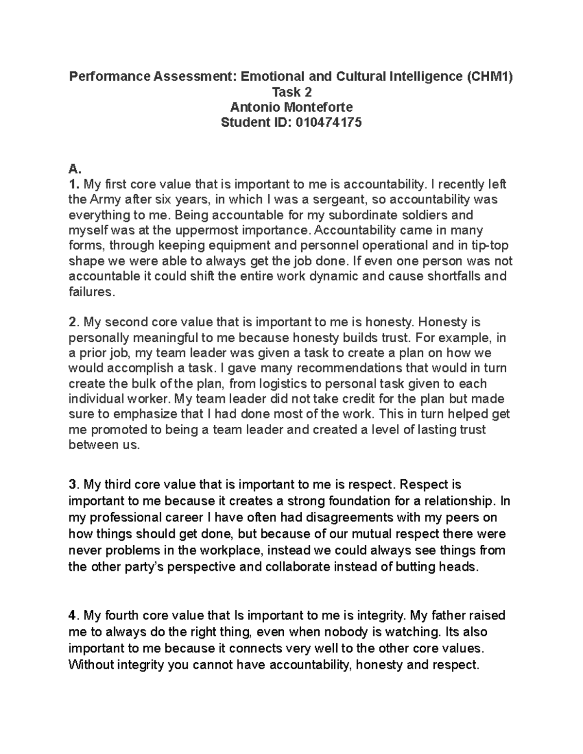 PA Task 2 - Passing PA part 2 example - Performance Assessment ...