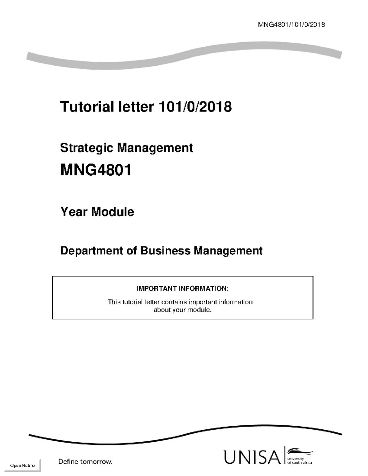Tutorial letter - Open Rubric CONTENTS Page 1 INTRODUCTION - Studocu