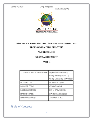 Algorithm Assignment part A B - ALGORITHMICS (CT065-3-3-ALG) GROUP ASSIGNMENT PART A Group ...