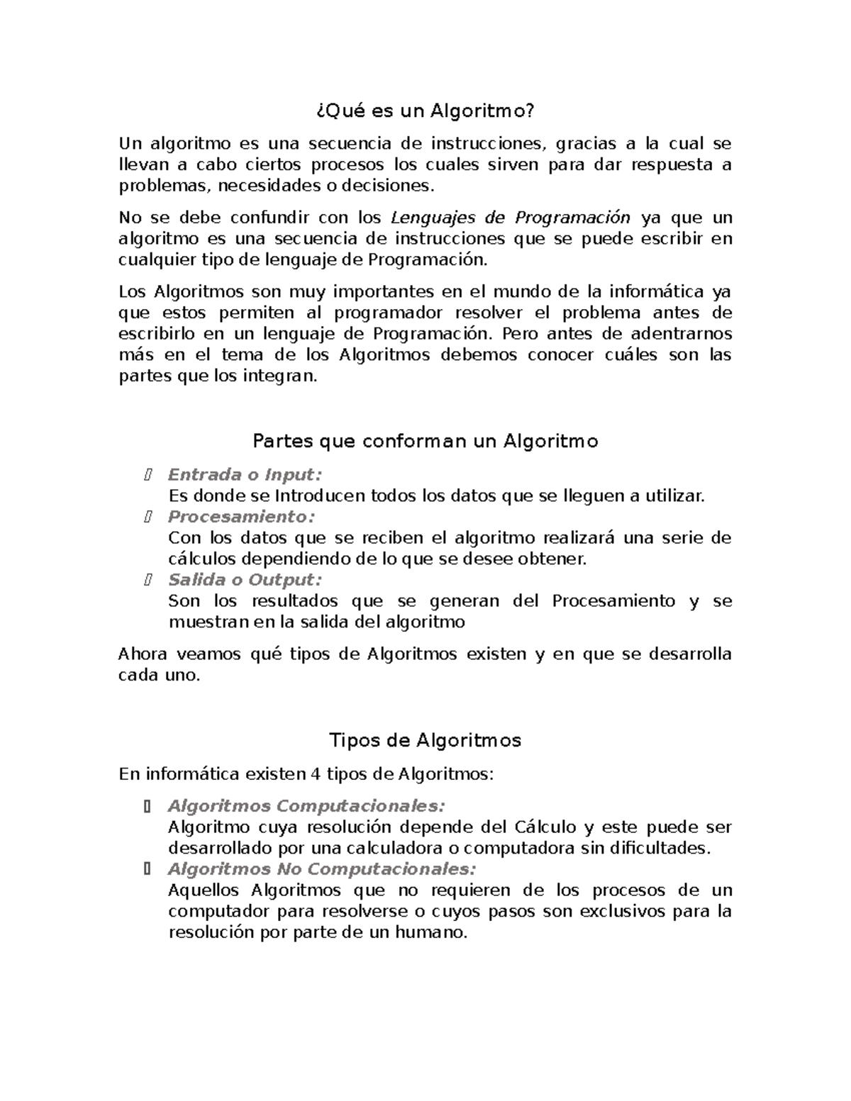 ¿Qué es un Algortimo? - ¿Qué es un Algoritmo? Un algoritmo es una ...