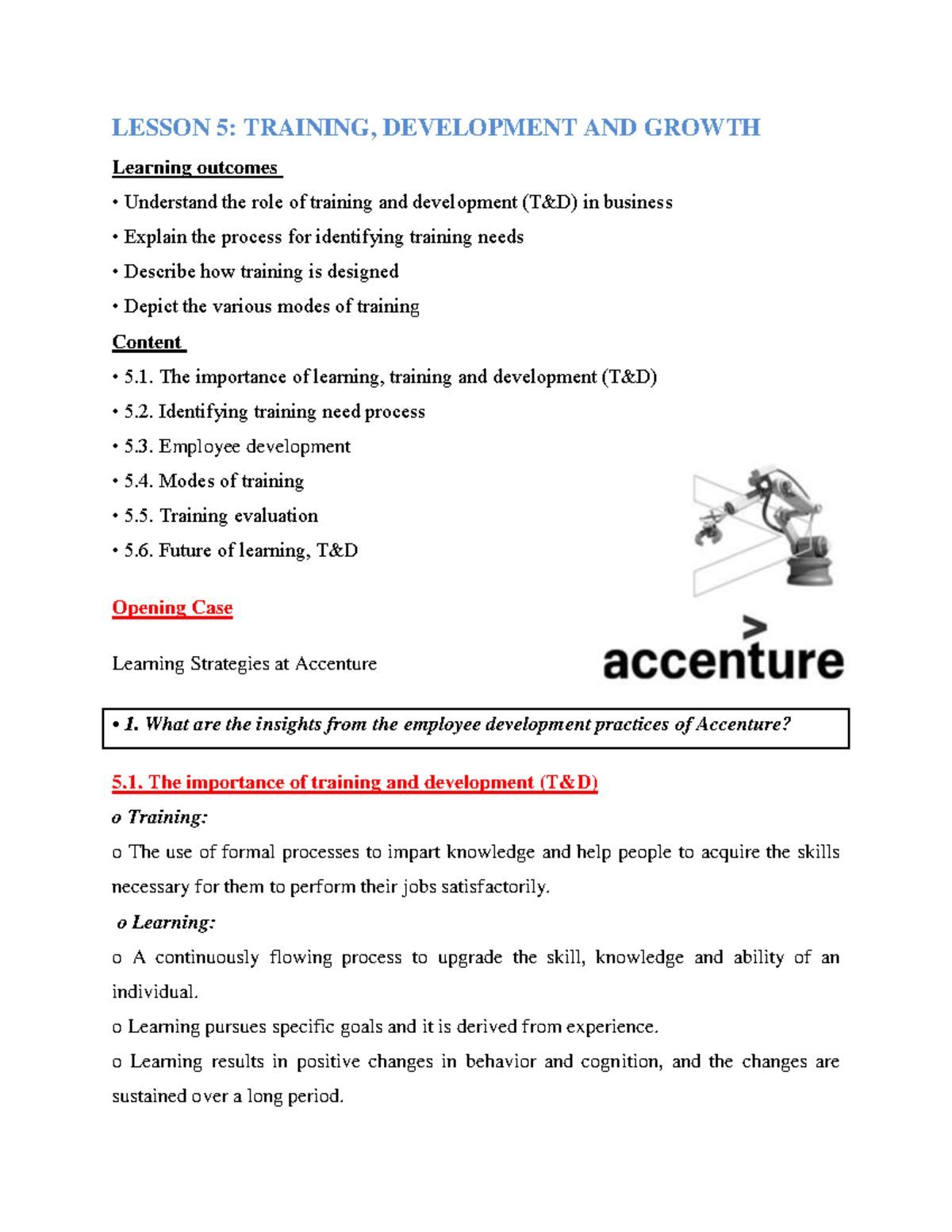 Training, Development and Growth - LESSON 5: TRAINING, DEVELOPMENT AND ...