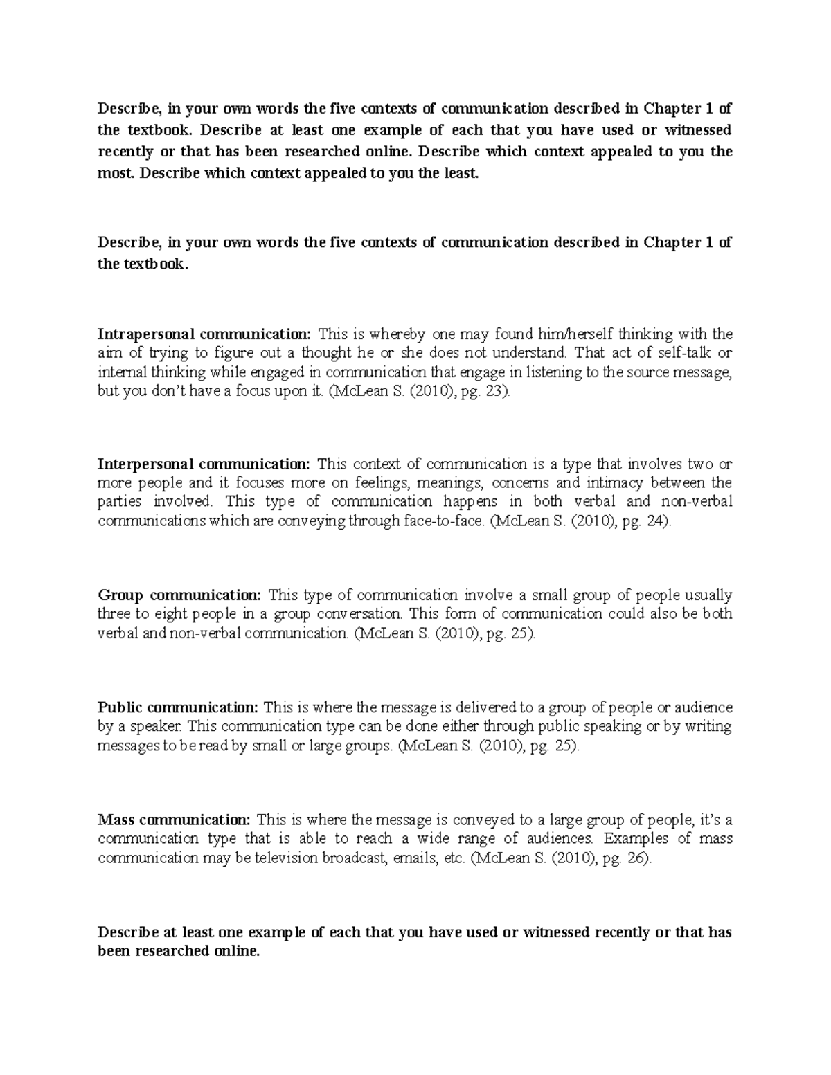 Written Assignment-Unit 1- BUS 1105 - Describe, in your own words the ...
