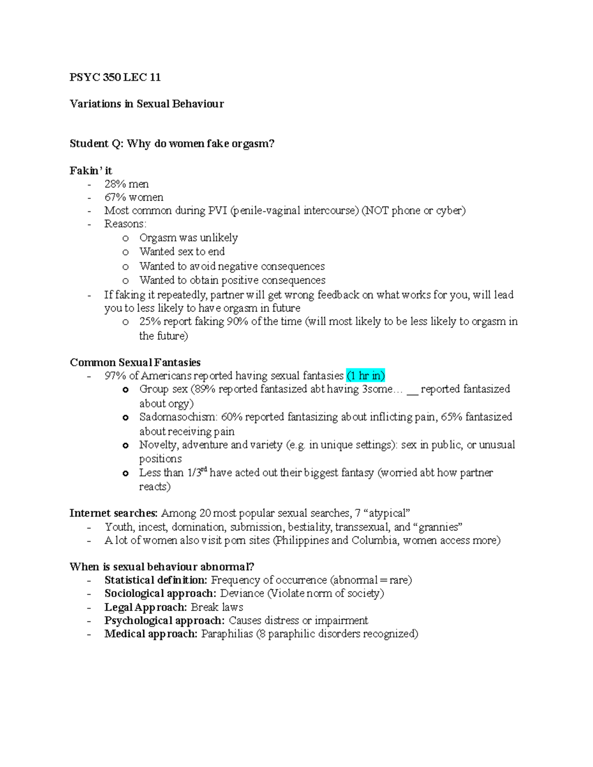 PSYC 350 LEC 11 - PSYC 350 LEC Notes - PSYC 350 LEC 11 Variations in ...