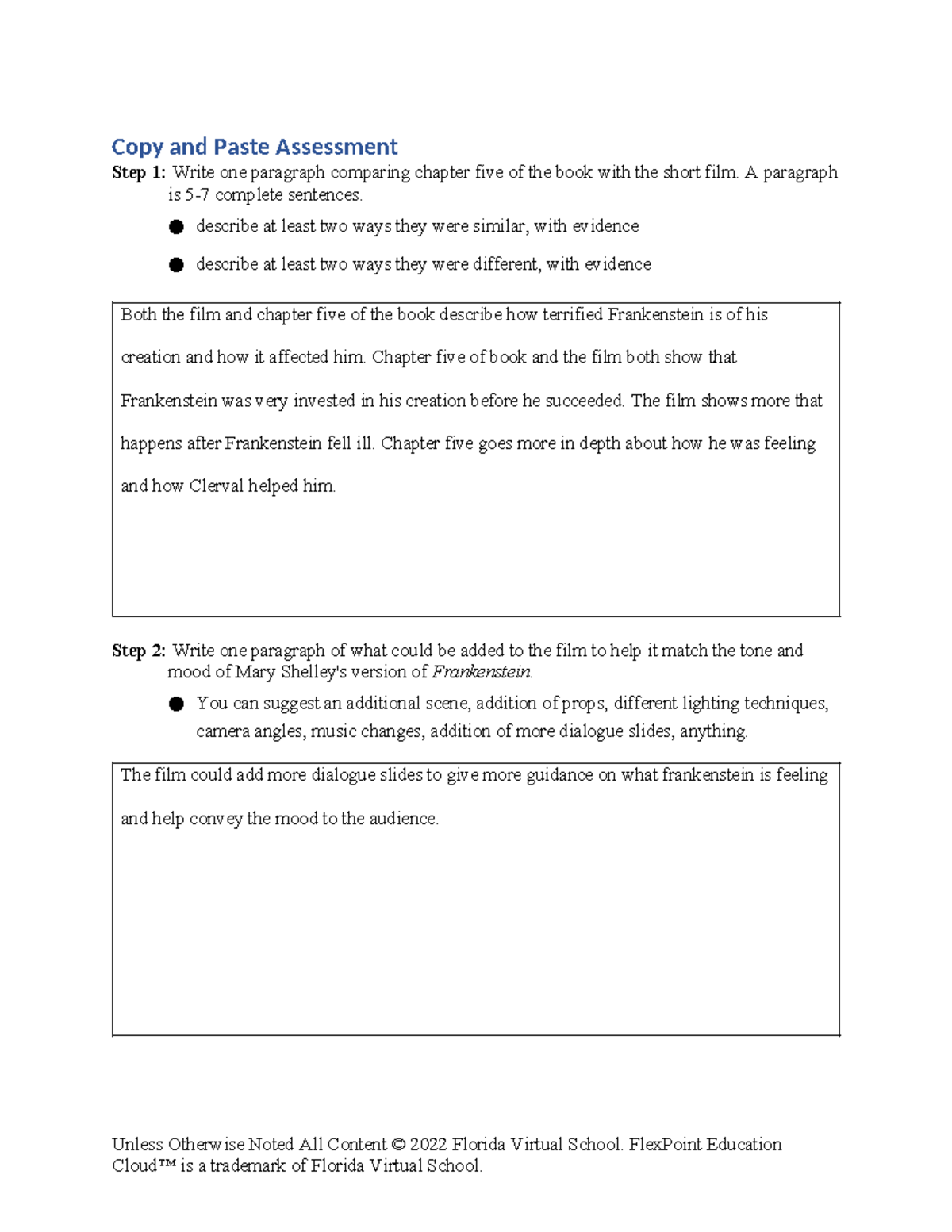 Copy paste assess rubric - Copy and Paste Assessment Step 1: Write one ...