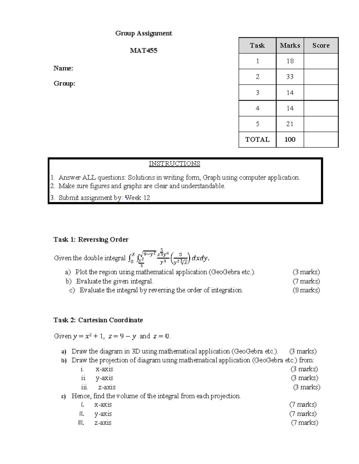 Group Assignment MAT455 2023 (OCT - FEB 2024) - Group Assignment MAT ...