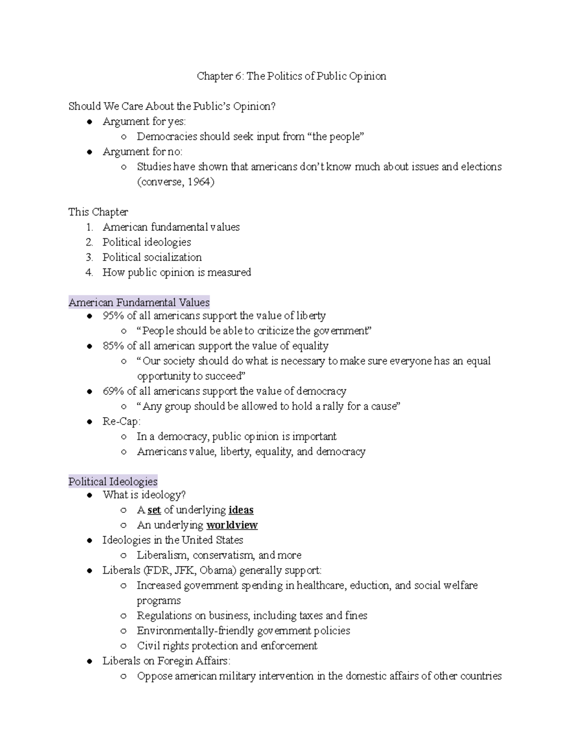 CH6 The Politics of Public Opinion - Chapter 6: The Politics of Public ...