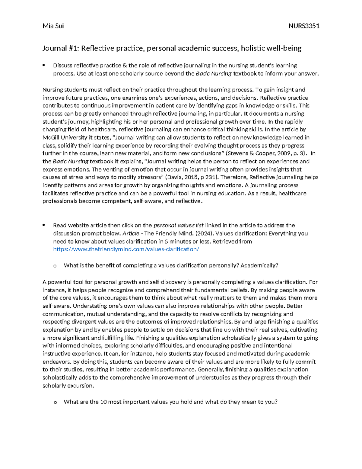 Journal 1-2 - Journal #1: Reflective practice, personal academic ...