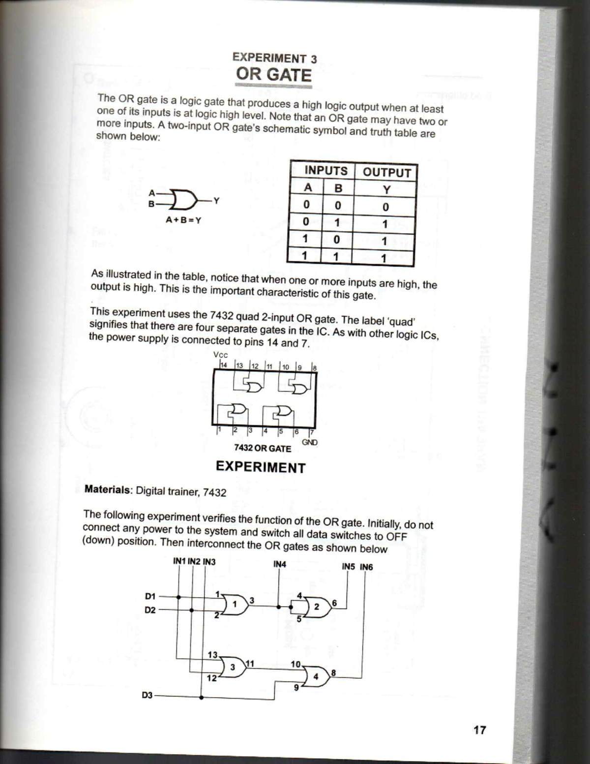 OR Gate and truth table using digital trainer - Computer Engineering ...