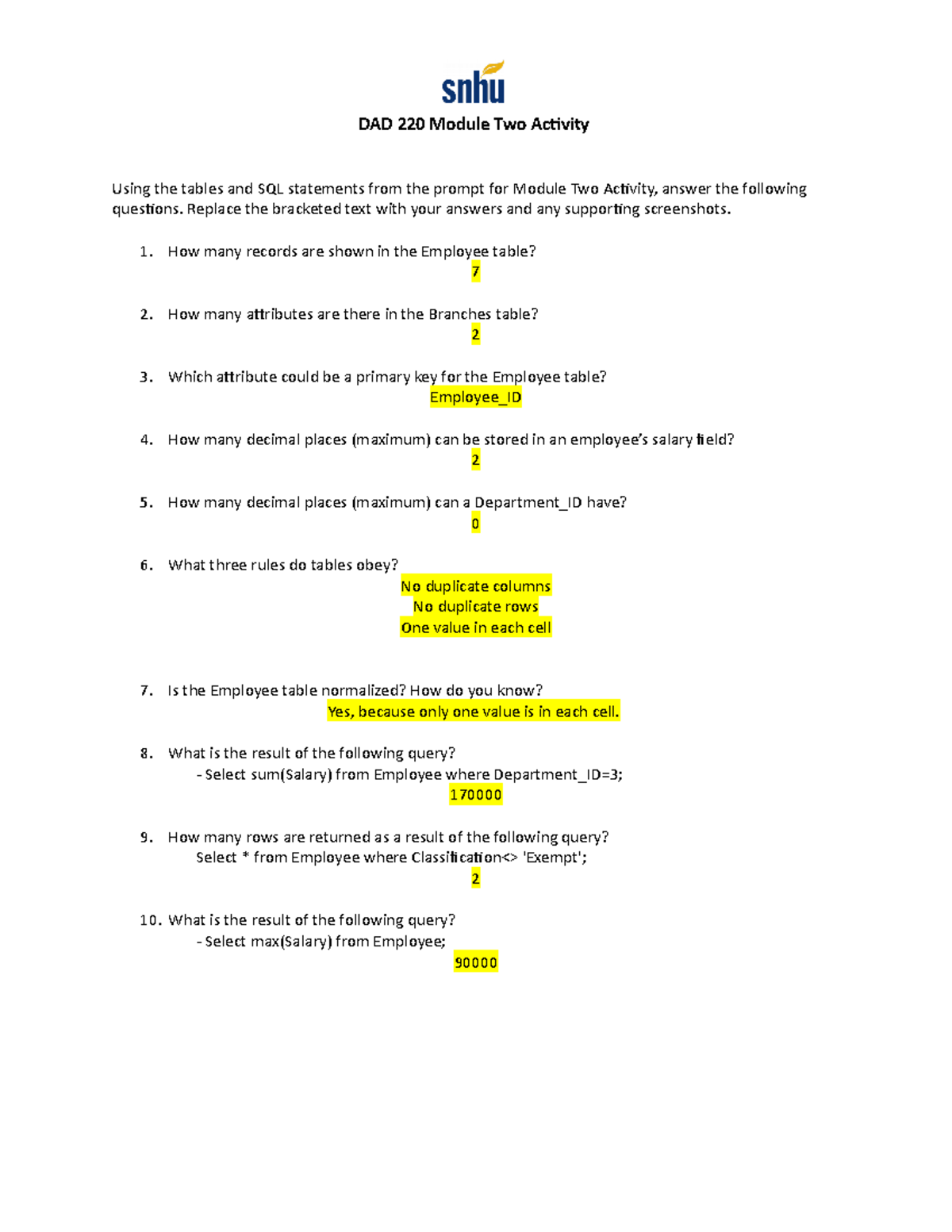 DAD220 Sanders Module Two Activity - DAD 220 Module Two Activity Using ...