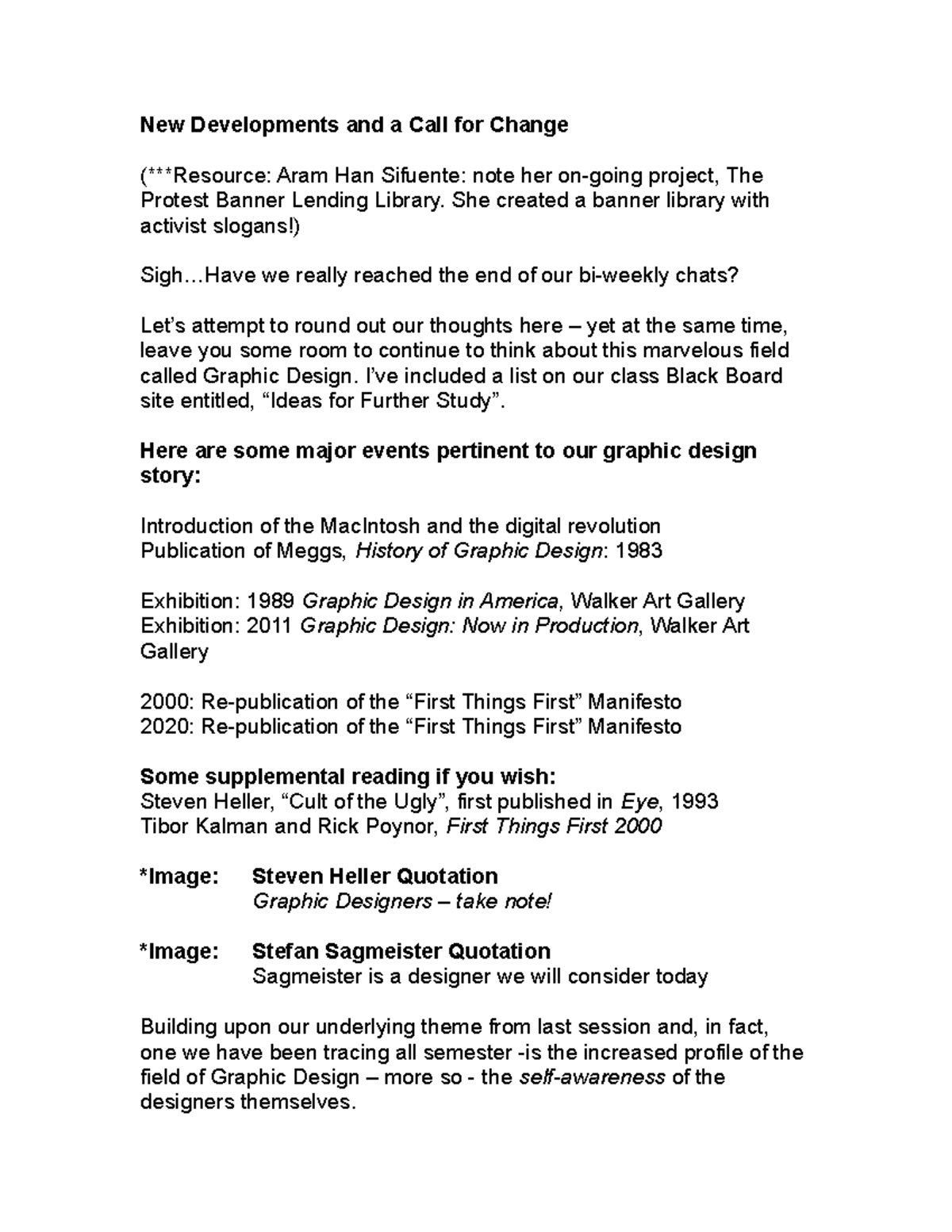 New Developments and a Call for Change Notes - New Developments and a ...