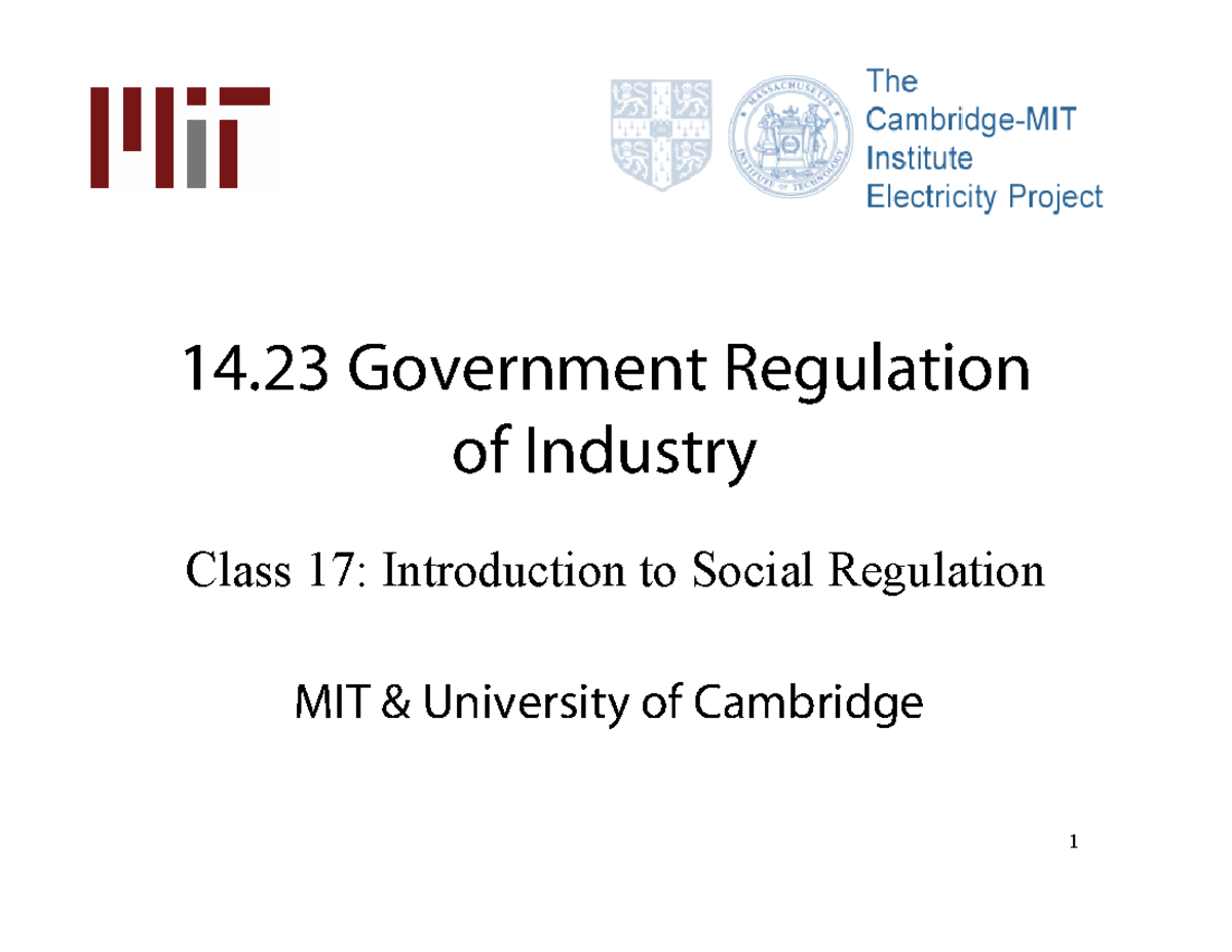 Introduction to Social Regulation (PDF) - 14 Government Regulation of ...