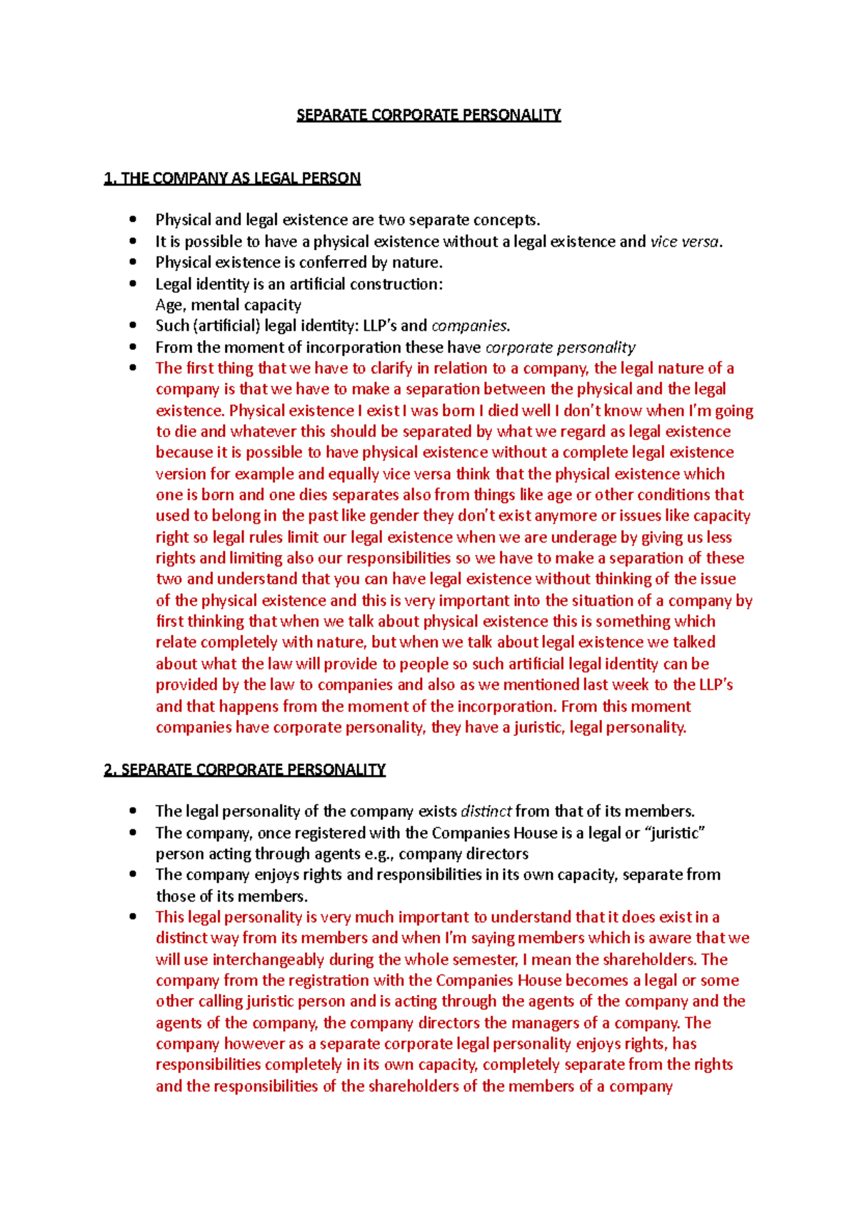 Lecture 3- seperate corporate laibility - SEPARATE CORPORATE ...