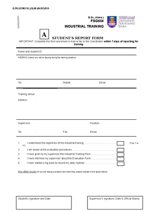 LI A - li for intern - STUDENT’S REPORT FORM IMPORTANT: Complete this ...