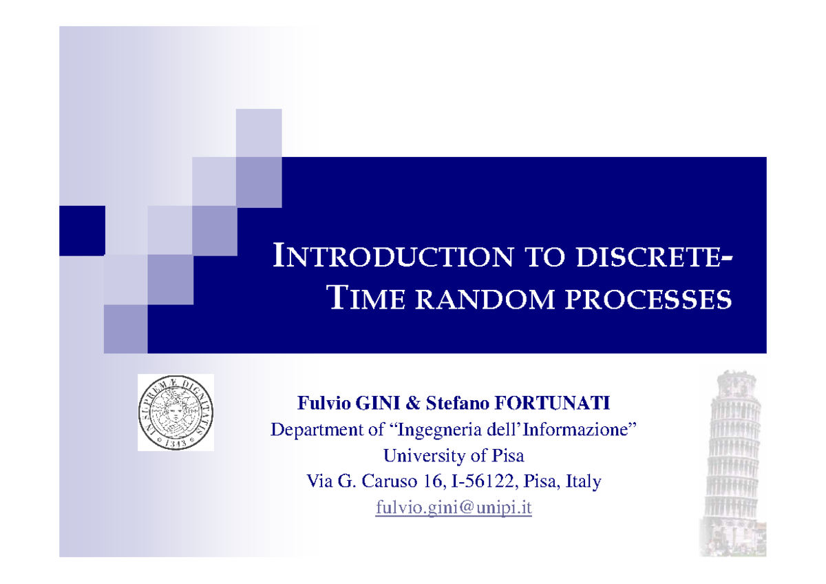 Ch 0 - Discrete-Time Random Processes - INTRODUCTION TO DISCRETE- TIME RANDOM PROCESSES Fulvio ...