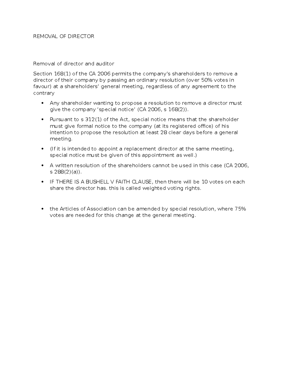 Removal OF Director 1 - REMOVAL OF DIRECTOR Removal of director and ...