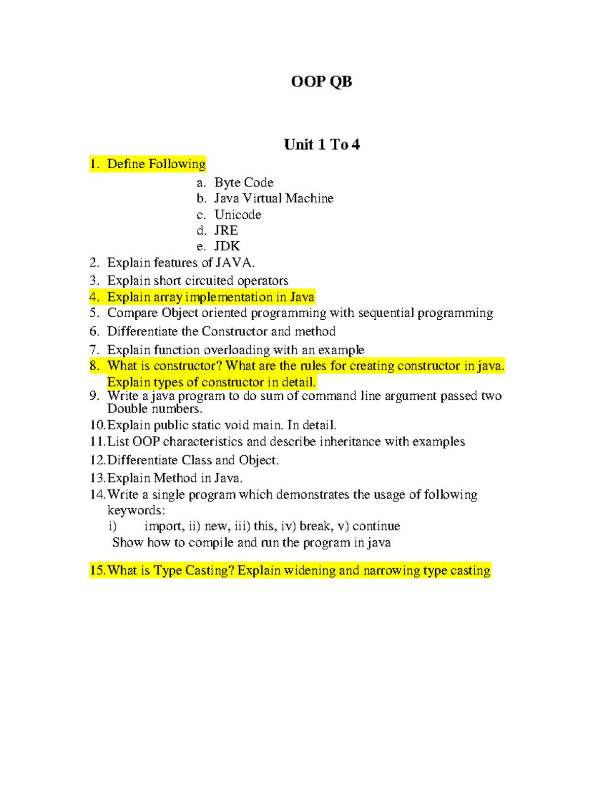 OOP QB - Hi om, Thanks for registering with Studocu. It doesn't get much better than - OOP QB ...
